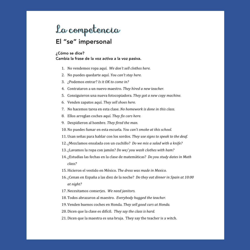 Spanish Se impersonal and no intencional Paired Activities