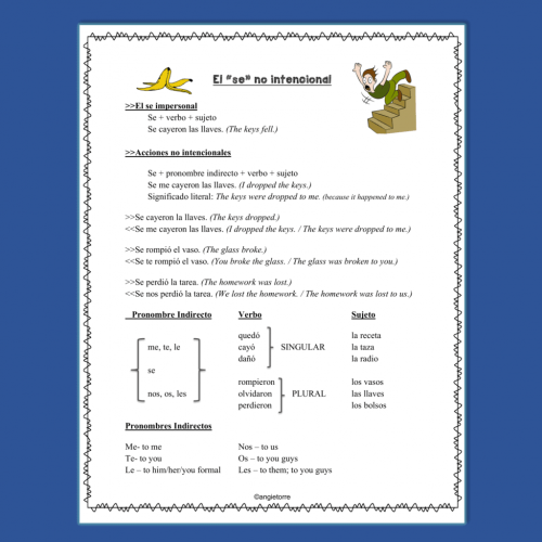 Spanish Se impersonal and no intencional Paired Activities