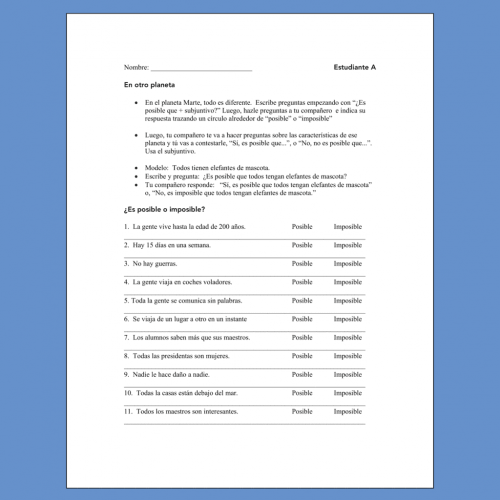 Spanish Subjunctive El subjuntivo Paired and Group Activities