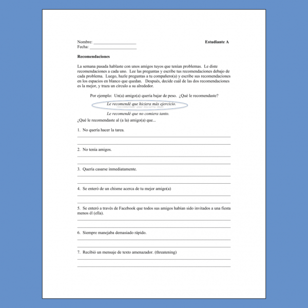 Spanish Subjunctive El subjuntivo Paired and Group Activities