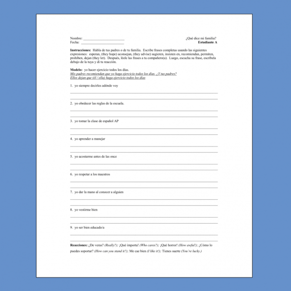 Spanish Subjunctive El subjuntivo Paired and Group Activities