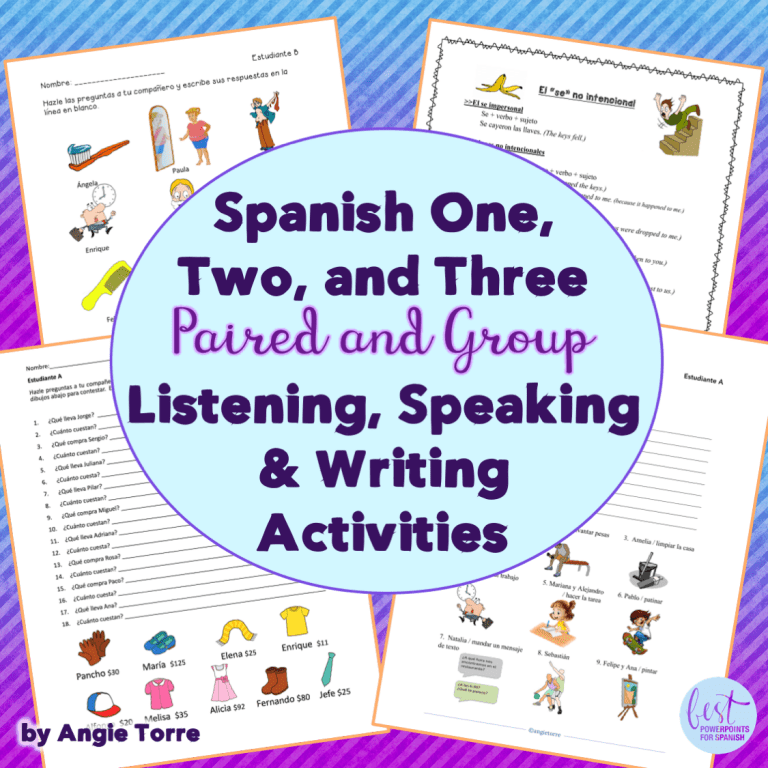 Spanish One, Two, and Three Paired and Group Activities - Best ...
