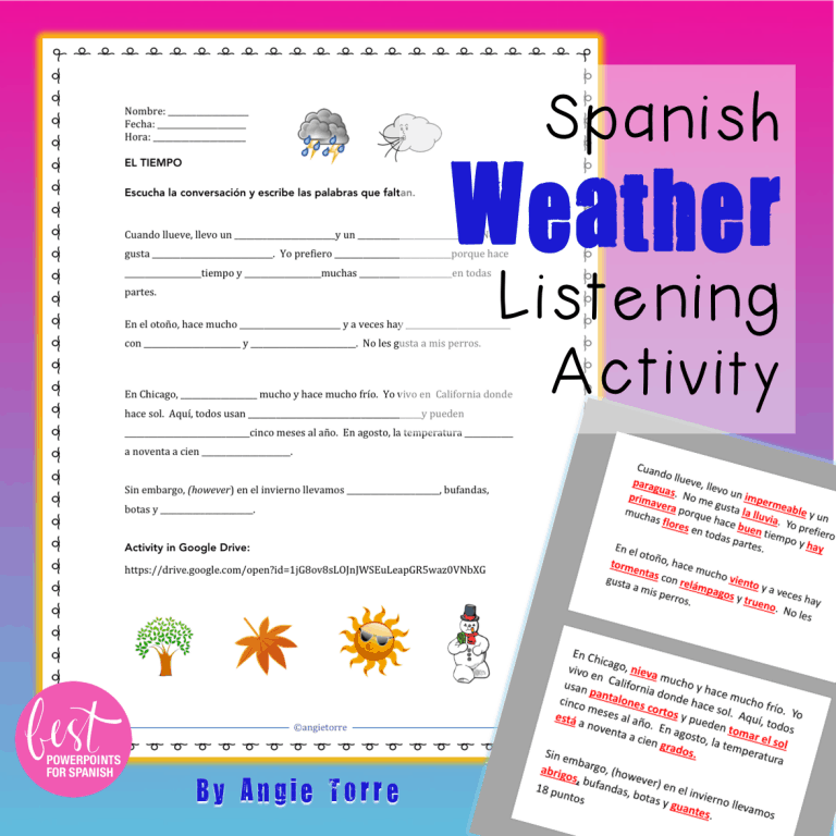 Spanish Weather Listening Activity El tiempo - Best PowerPoints for ...