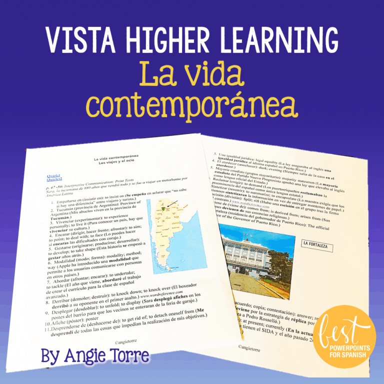 AP Spanish Vocabulary for La vida contemporánea for Vista Higher ...