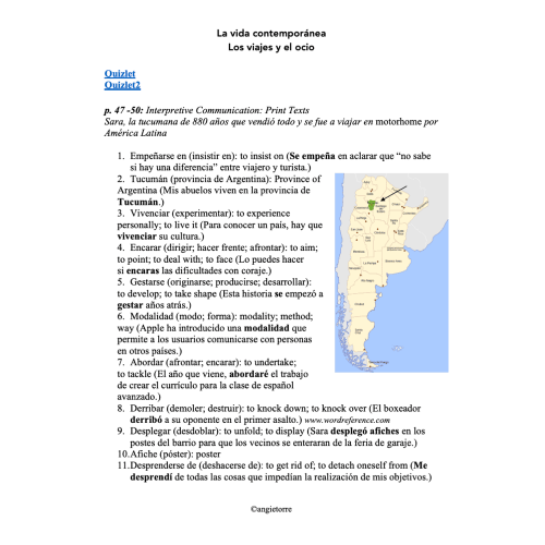 AP Spanish Vocabulary for La vida contemporánea for Vista Higher ...