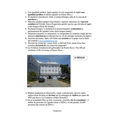 AP Spanish Vocabulary for La vida contemporánea for Vista Higher ...