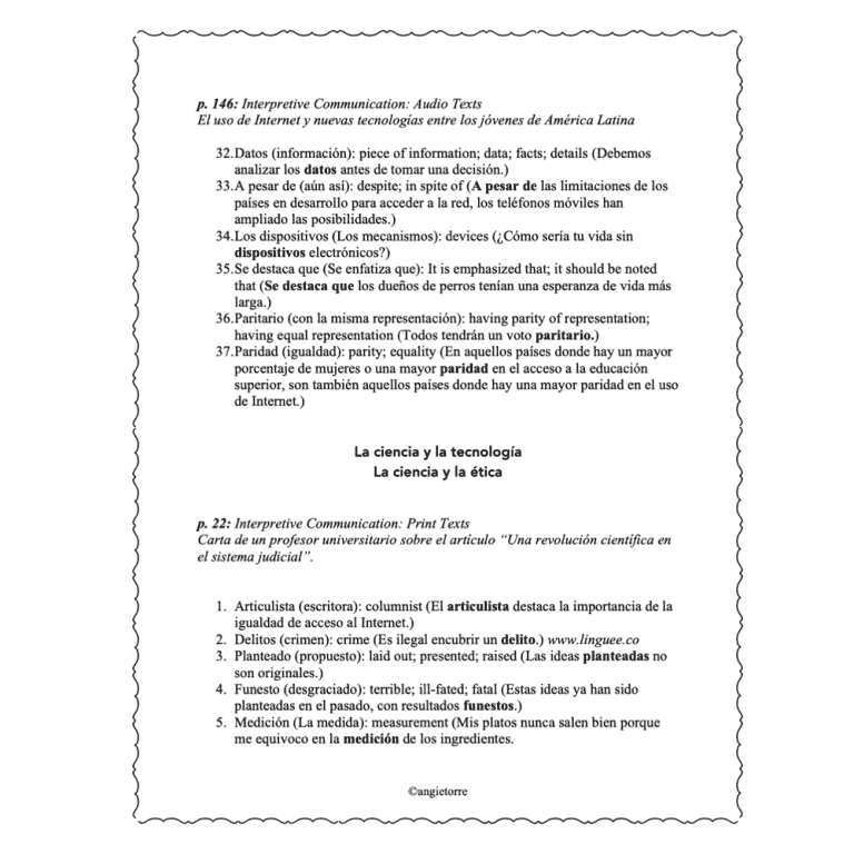 La ciencia y la tecnología for Vista Higher Learning: AP Spanish ...