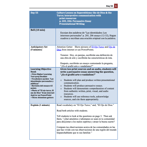 Las identidades personales y públicas Lesson Plans for AP Spanish ...