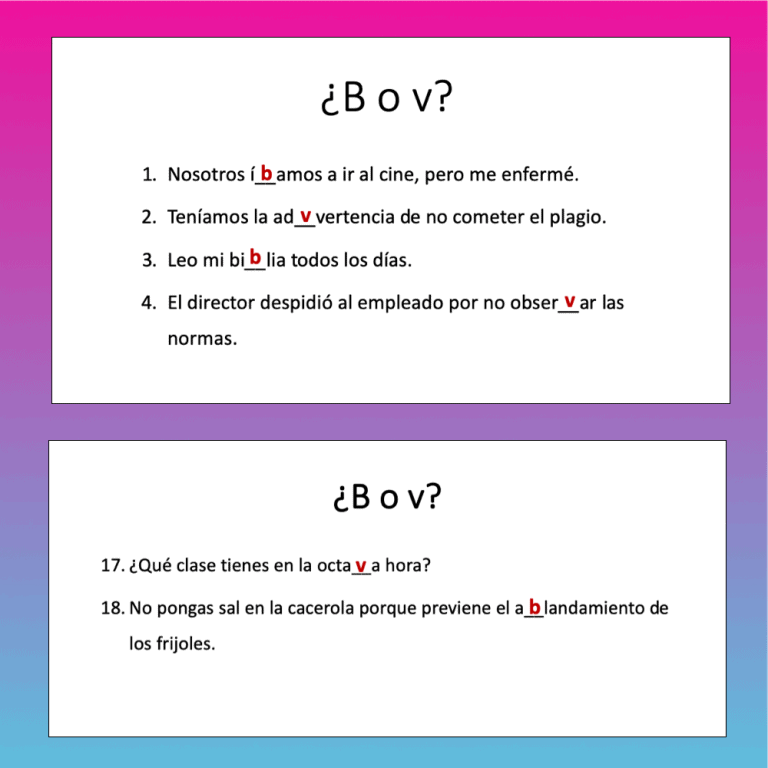 la b y la v: reglas de la ortografía - Best PowerPoints for Spanish ...