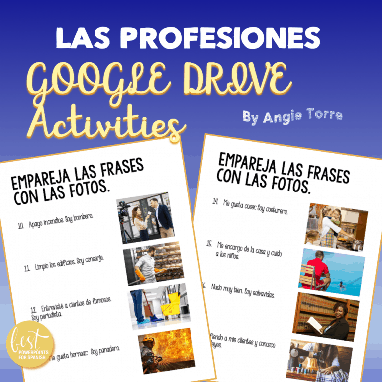 Spanish Professions Las profesiones Google Drive Activities for levels ...
