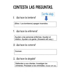 Spanish Professions Las profesiones Google Drive Activities for levels ...