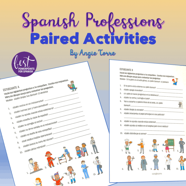 Spanish Professions Paired Activities - Best PowerPoints for Spanish ...