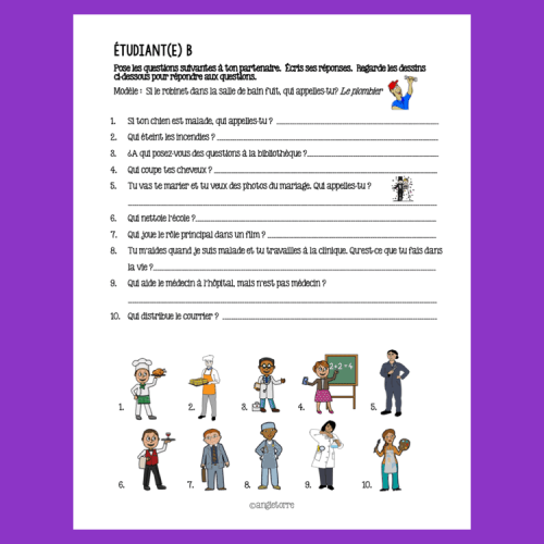 Les Métiers Paired Activities - Best PowerPoints for Spanish & French