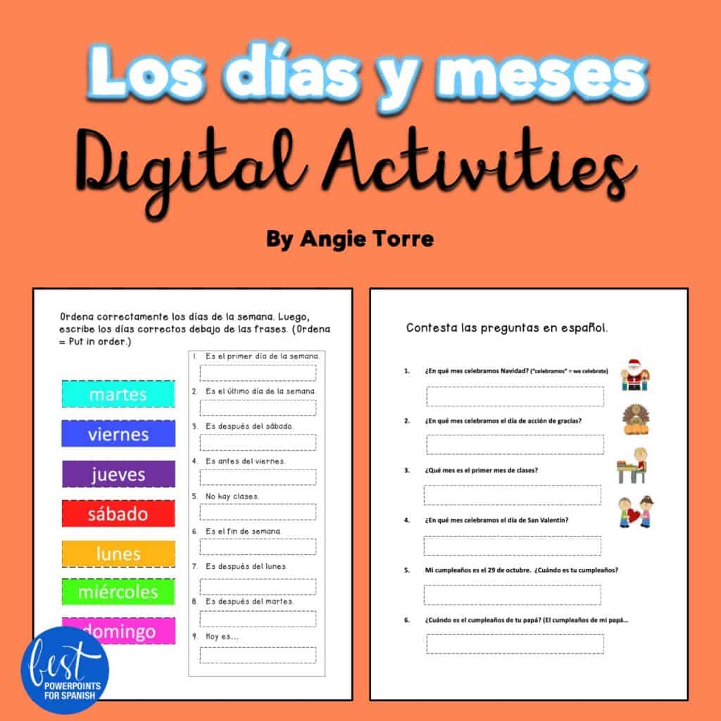Spanish Days and Months Los días y meses Digital Activities - Best ...