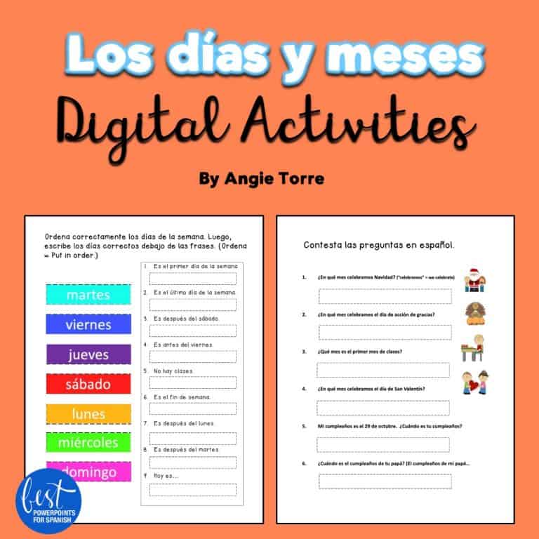 Spanish Days and Months Los días y meses Digital Activities - Best ...