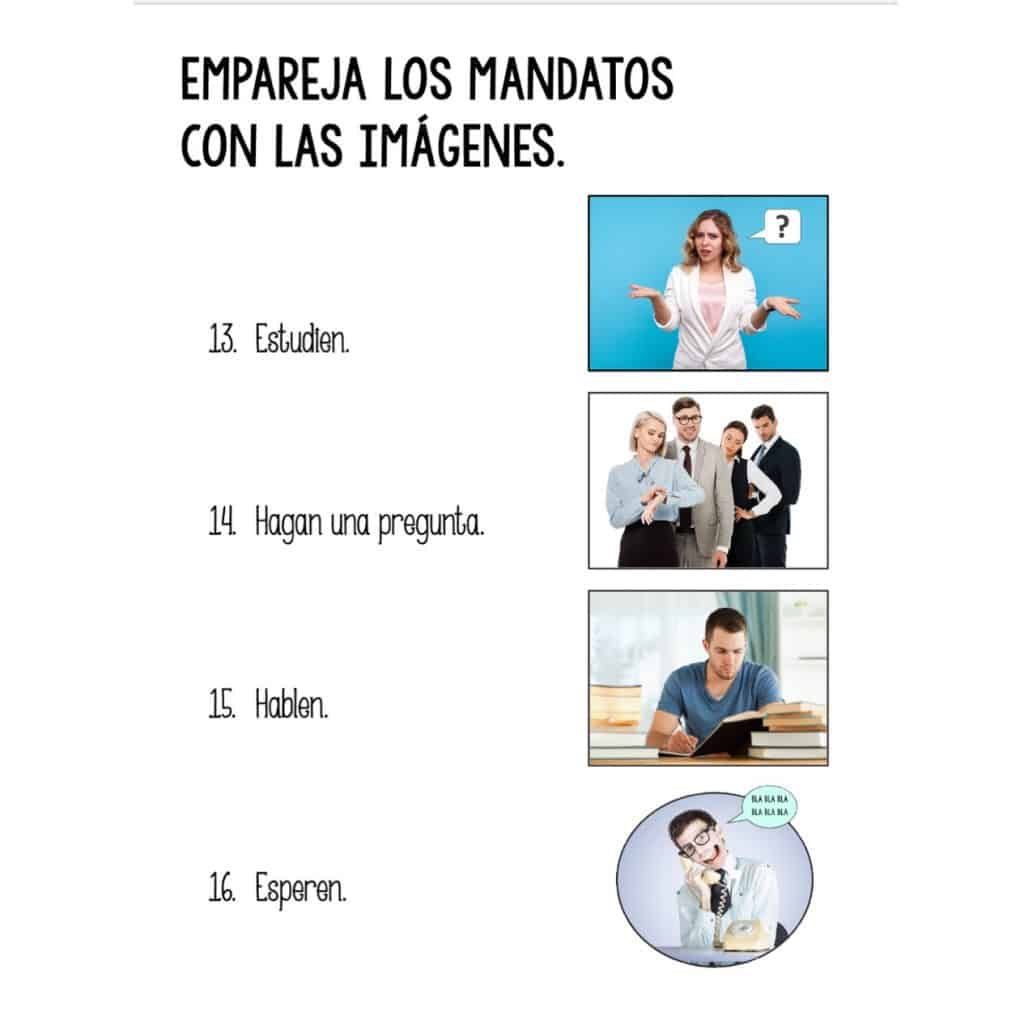 Spanish Commands Los mandatos Google Drive Activities - Best ...