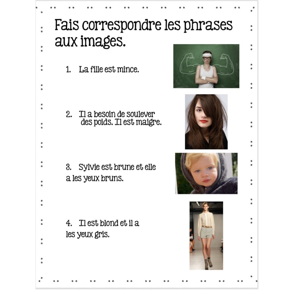 French Descriptive Adjectives Google Drive Activities - Best ...