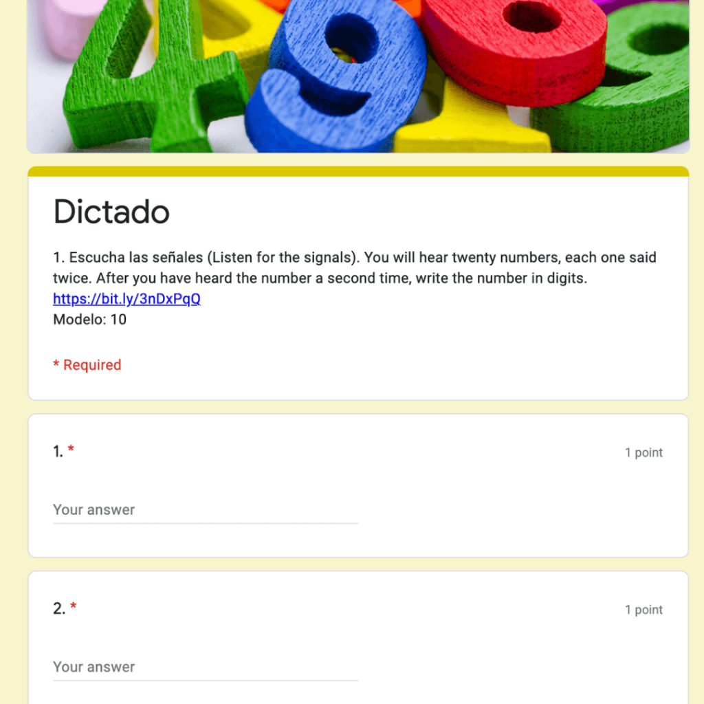 Spanish Numbers 0-100 Google Forms Digital Listening Activity - Best ...