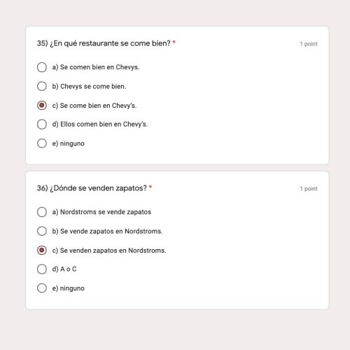 Spanish One Two and Three Final Exams Autocorrecting Google Forms and ...