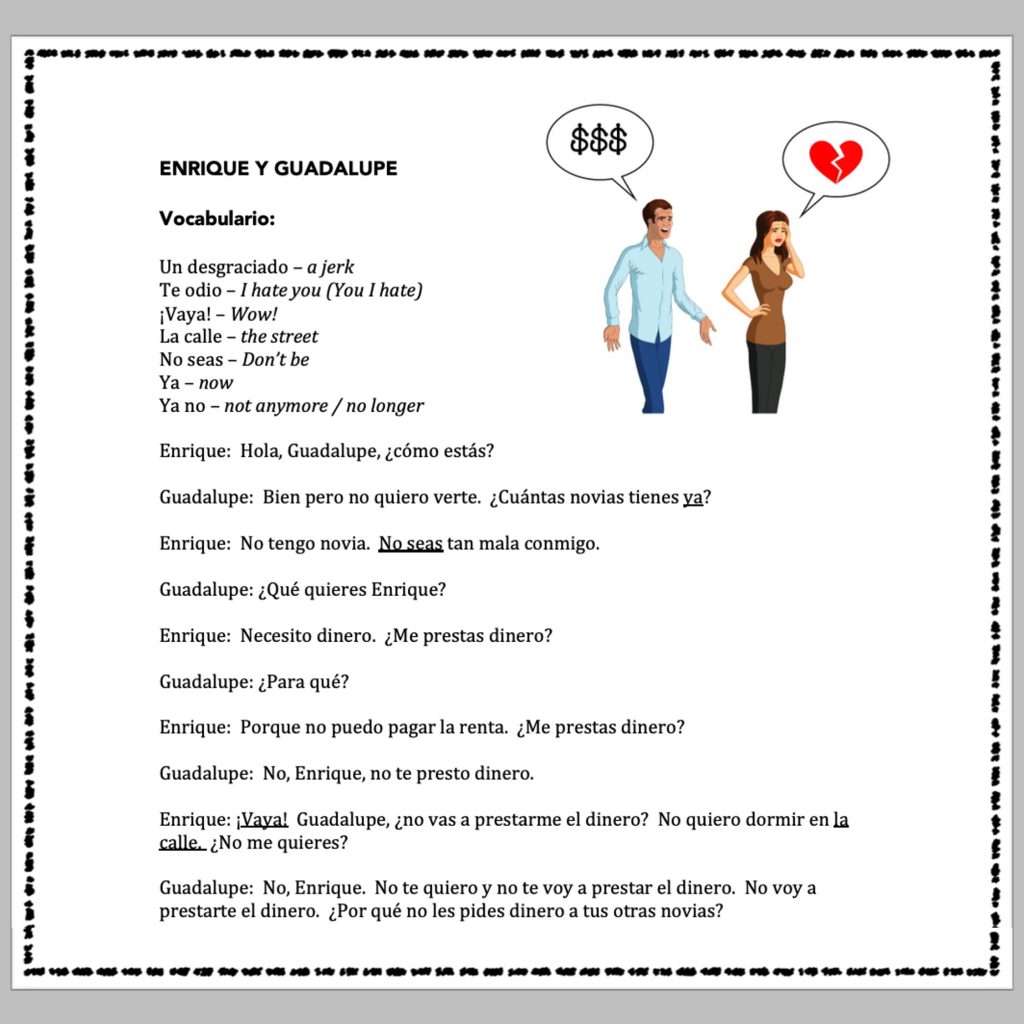 Spanish Direct and Indirect Object pronouns Me Te Nos TPRS Story - Best ...