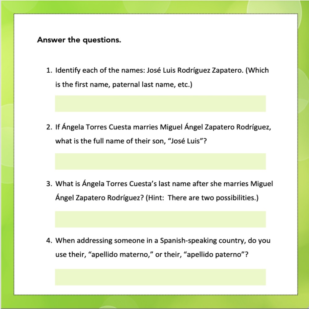 Spanish Last Names Culture Lesson And Activities Best PowerPoints For Spanish Last Names Culture Lesson And Activities Best PowerPoints For