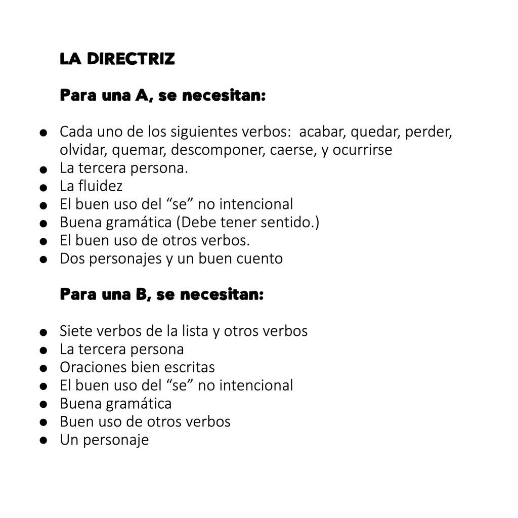 Spanish Se no intencional Acciones no intencionales Speaking ...