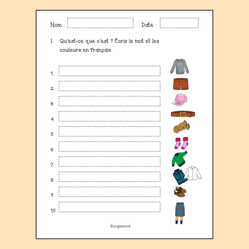 French Clothing Vocabulary Interactive Notebook and Google Drive ...
