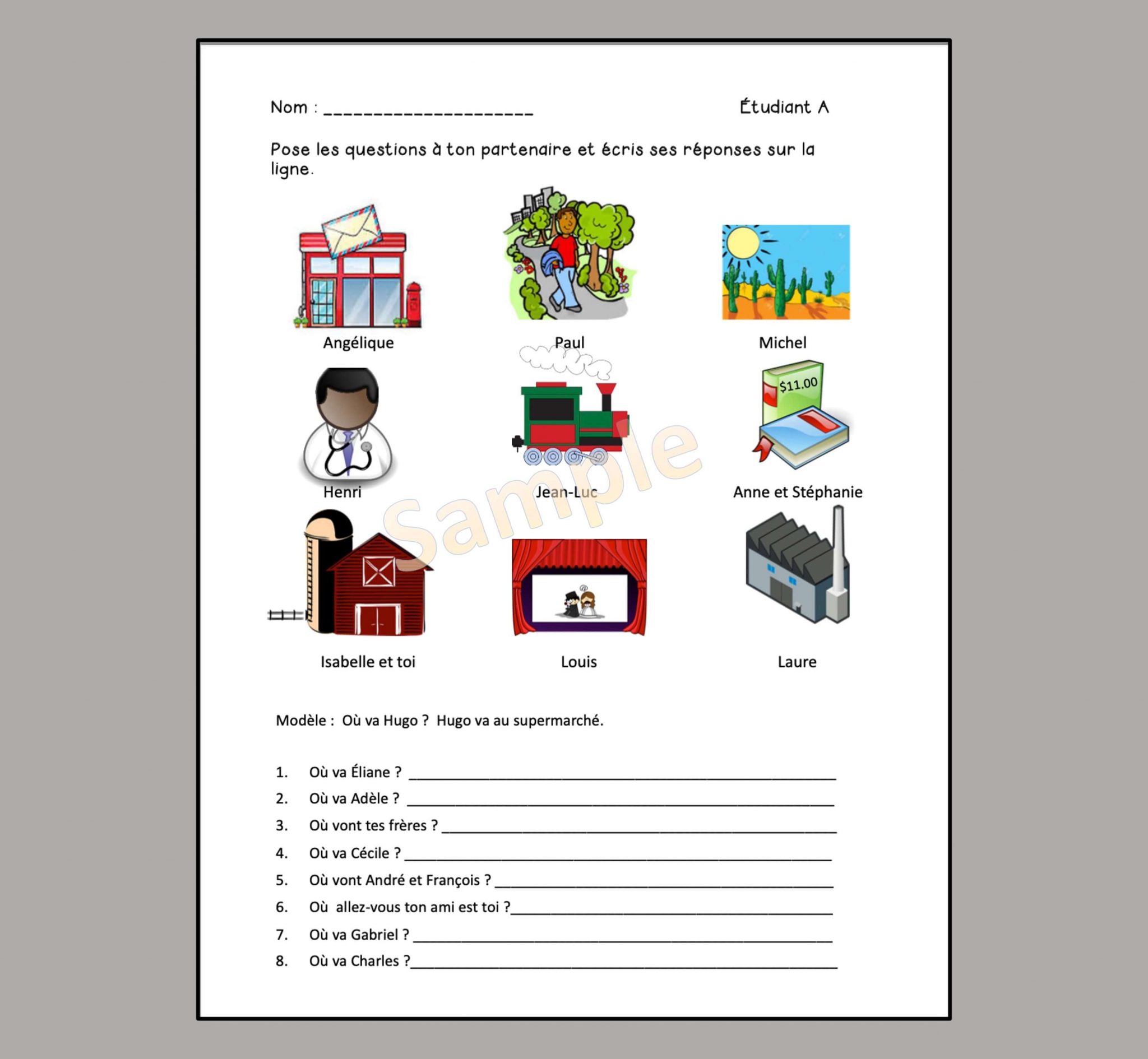 The French Verb Aller and Places Vocabulary Paired and Speaking ...