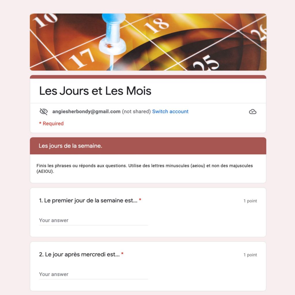 French Days and Months Les Jours et mois digital & Printable Tests ...