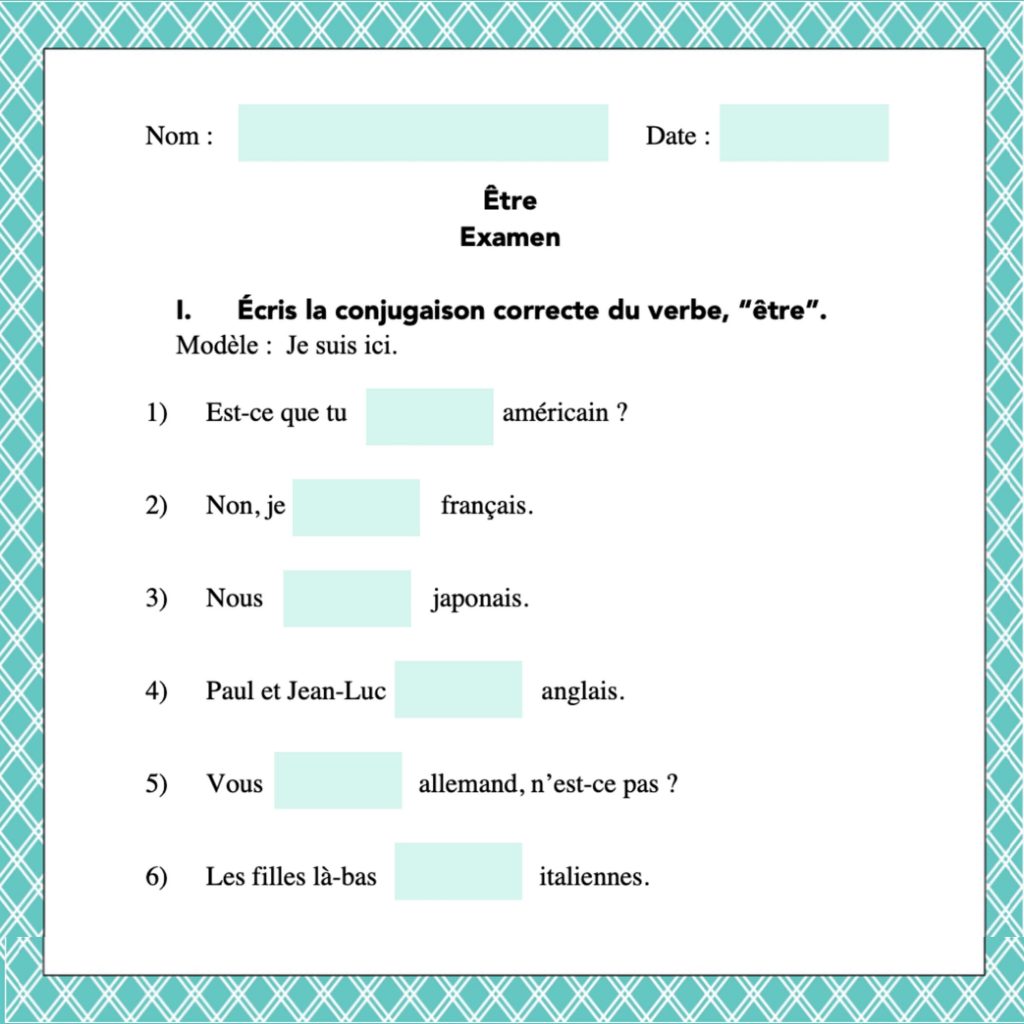 Être And Avoir French Verbs Present Tense Printable And Digital Tests ...