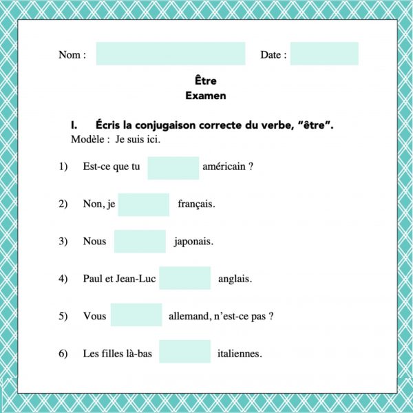 Être And Avoir French Verbs Present Tense Printable And Digital Tests ...