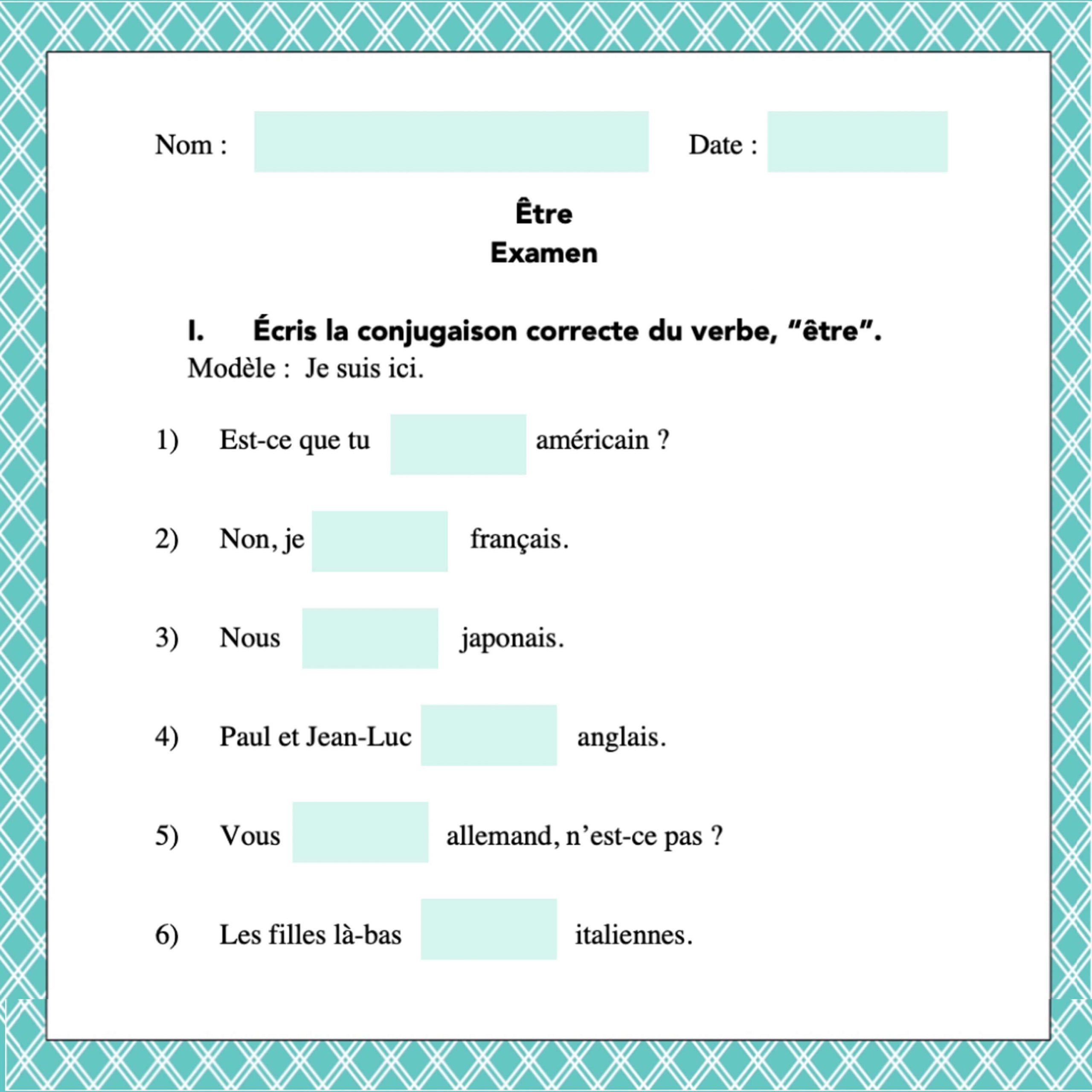 Être And Avoir French Verbs Present Tense Printable And Digital Tests ...