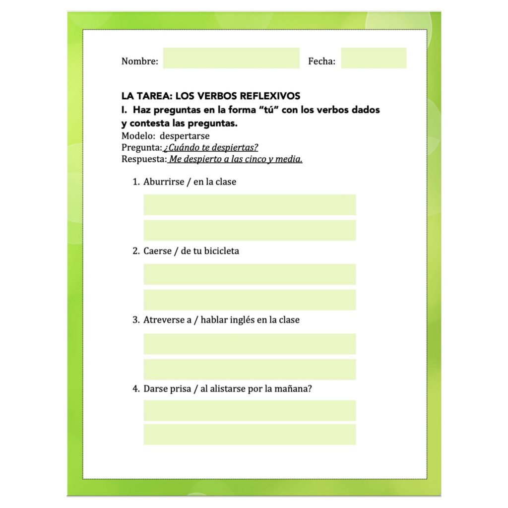 Spanish Reflexive Verbs Daily Routine Group Project Presentation - Best ...