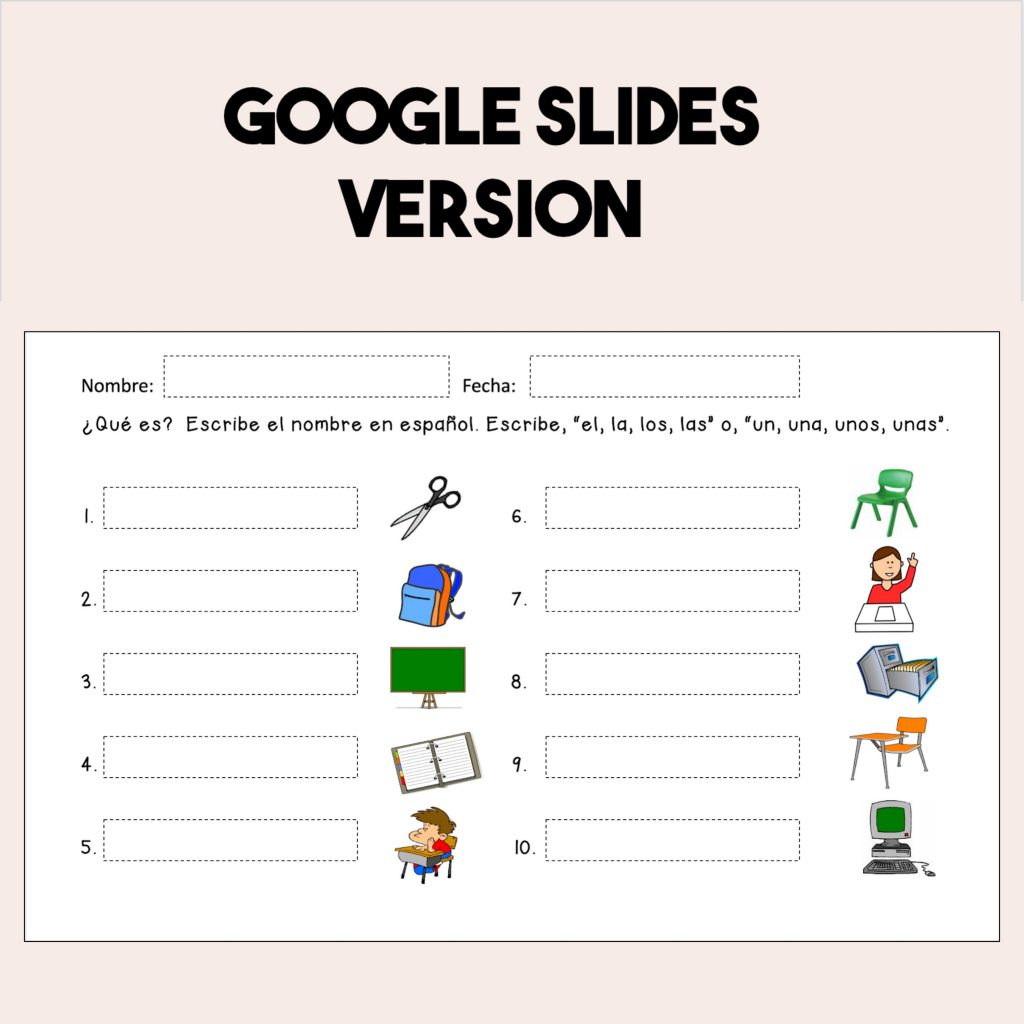 Spanish Classroom Objects Activities, Tests, Quizzes Digital and ...