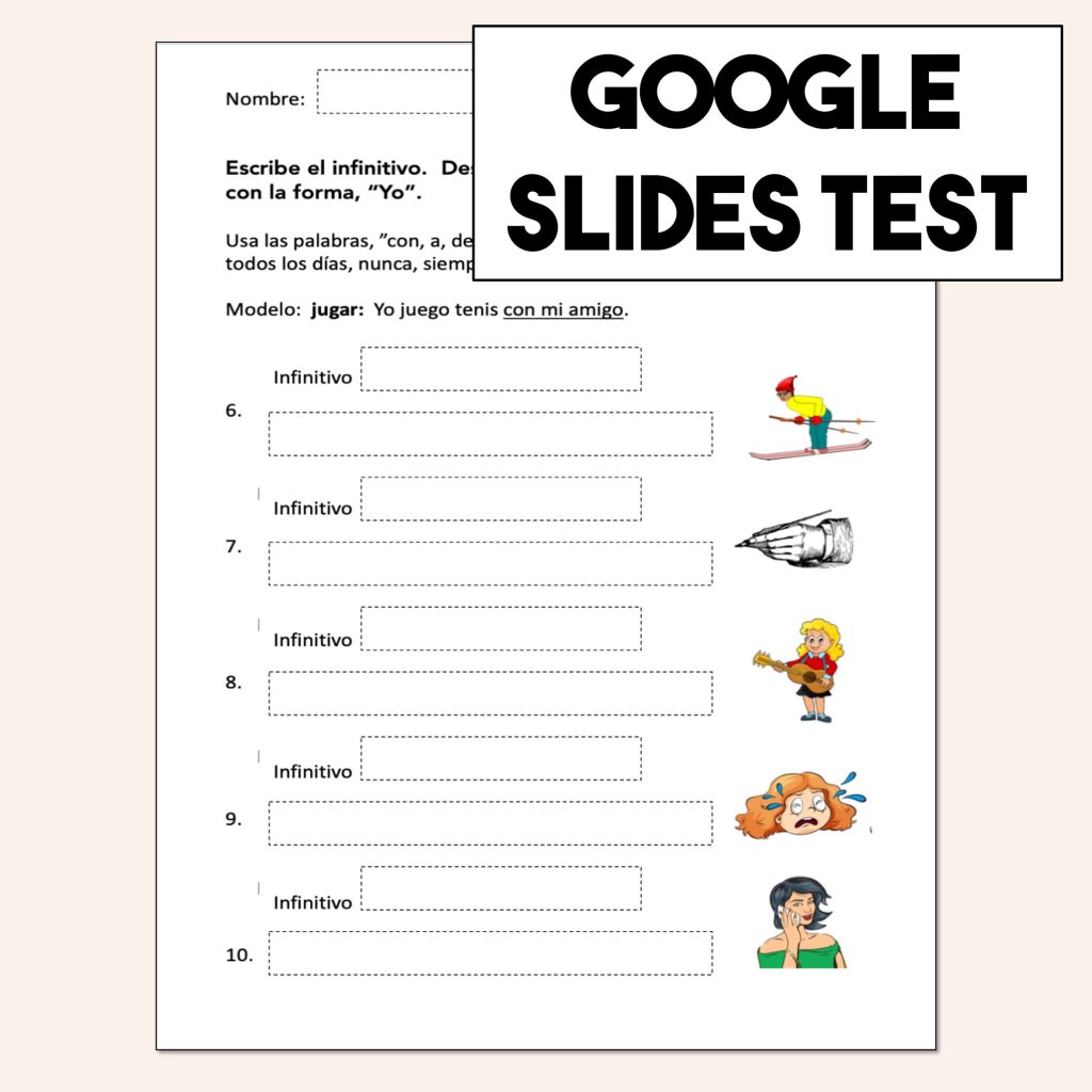 Spanish Infinitives and Yo Form Tests, Worksheets, INB Activities Print ...
