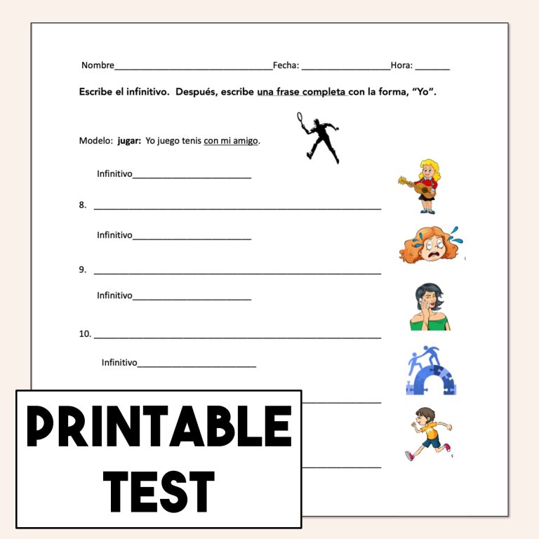 Spanish Infinitives and Yo Form Tests, Worksheets, INB Activities Print ...