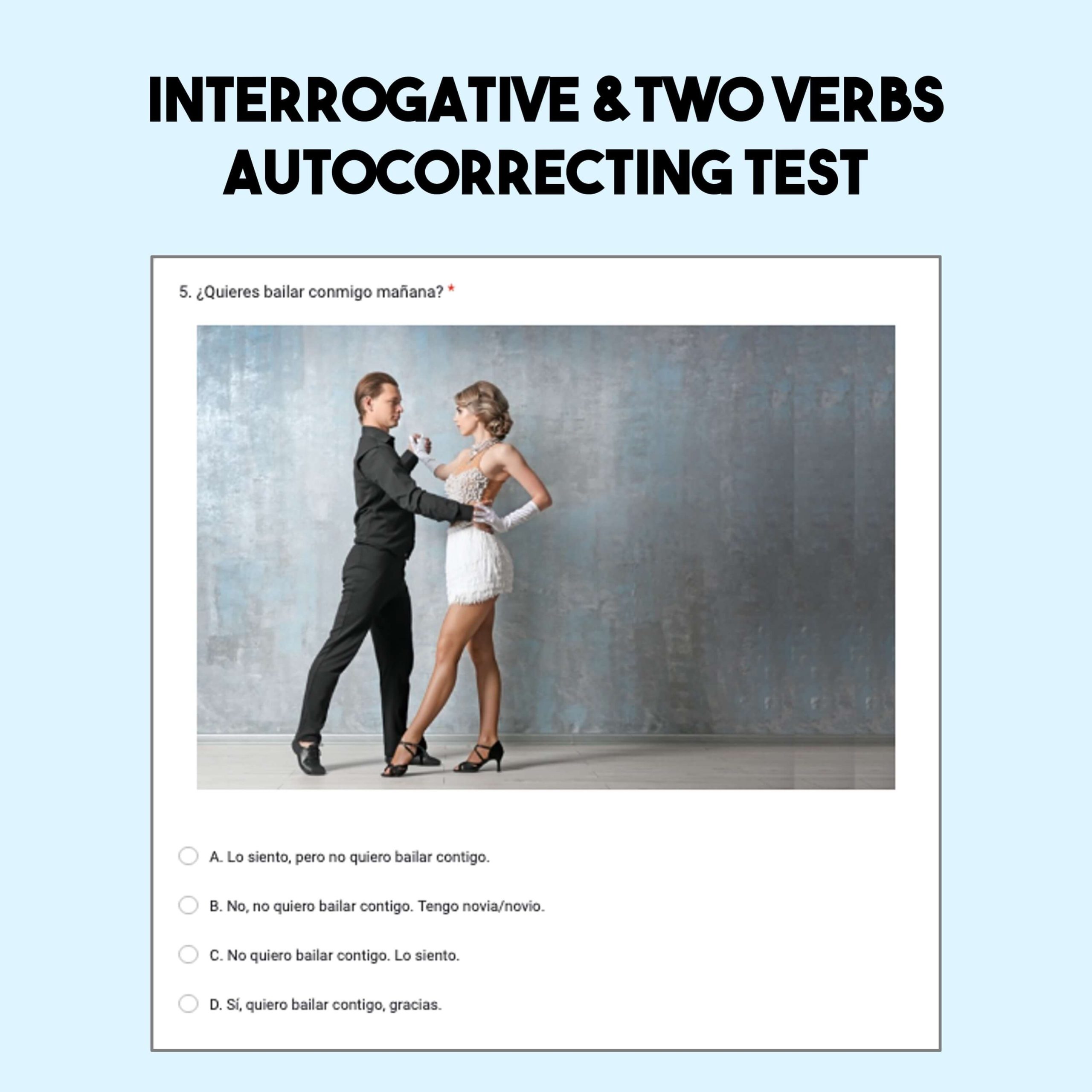 Spanish Question Words Tests, Interrogative Questions, 2 Verbs Print ...