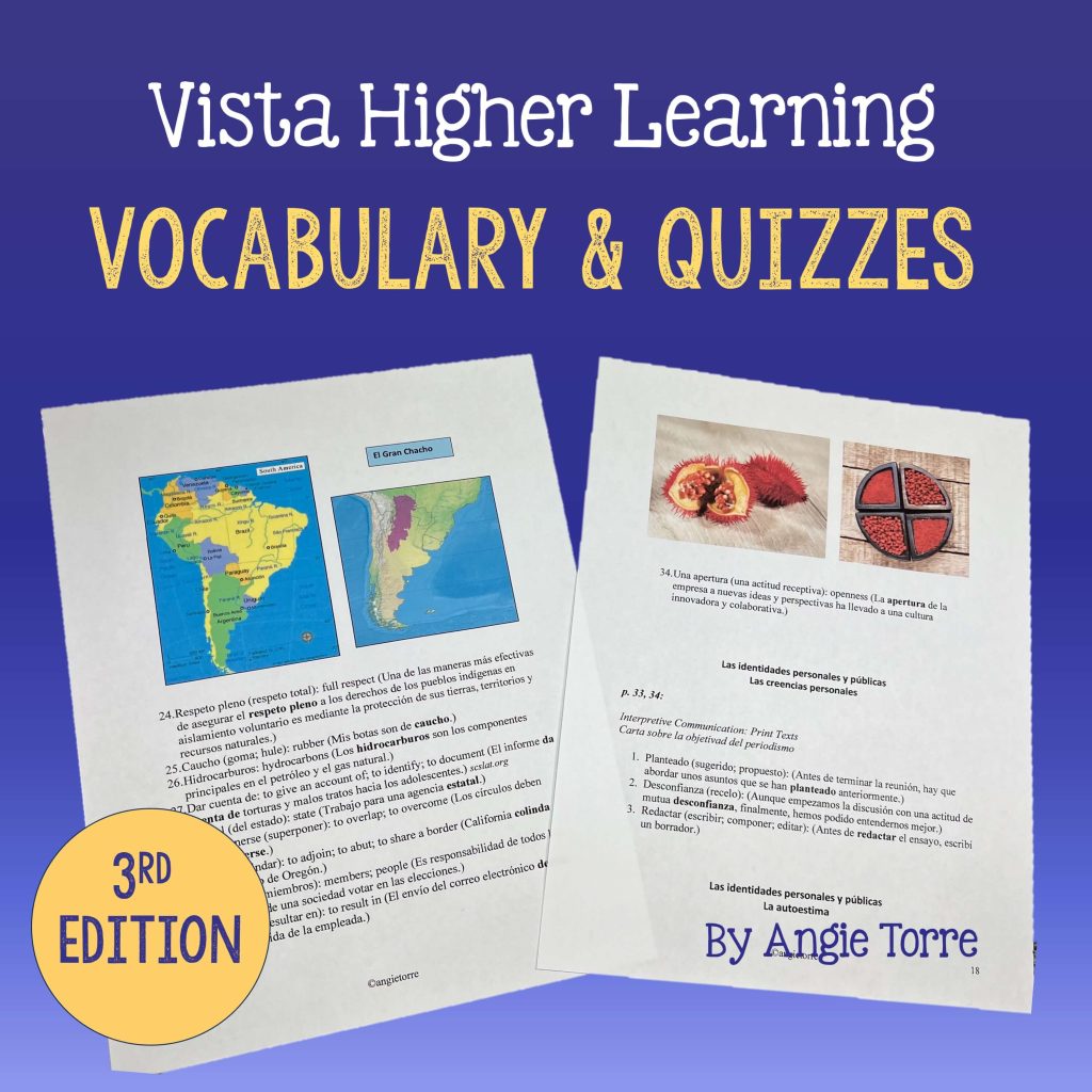 AP Spanish Vocabulary Lists for Vista Higher Learning Bundle 3rd ...
