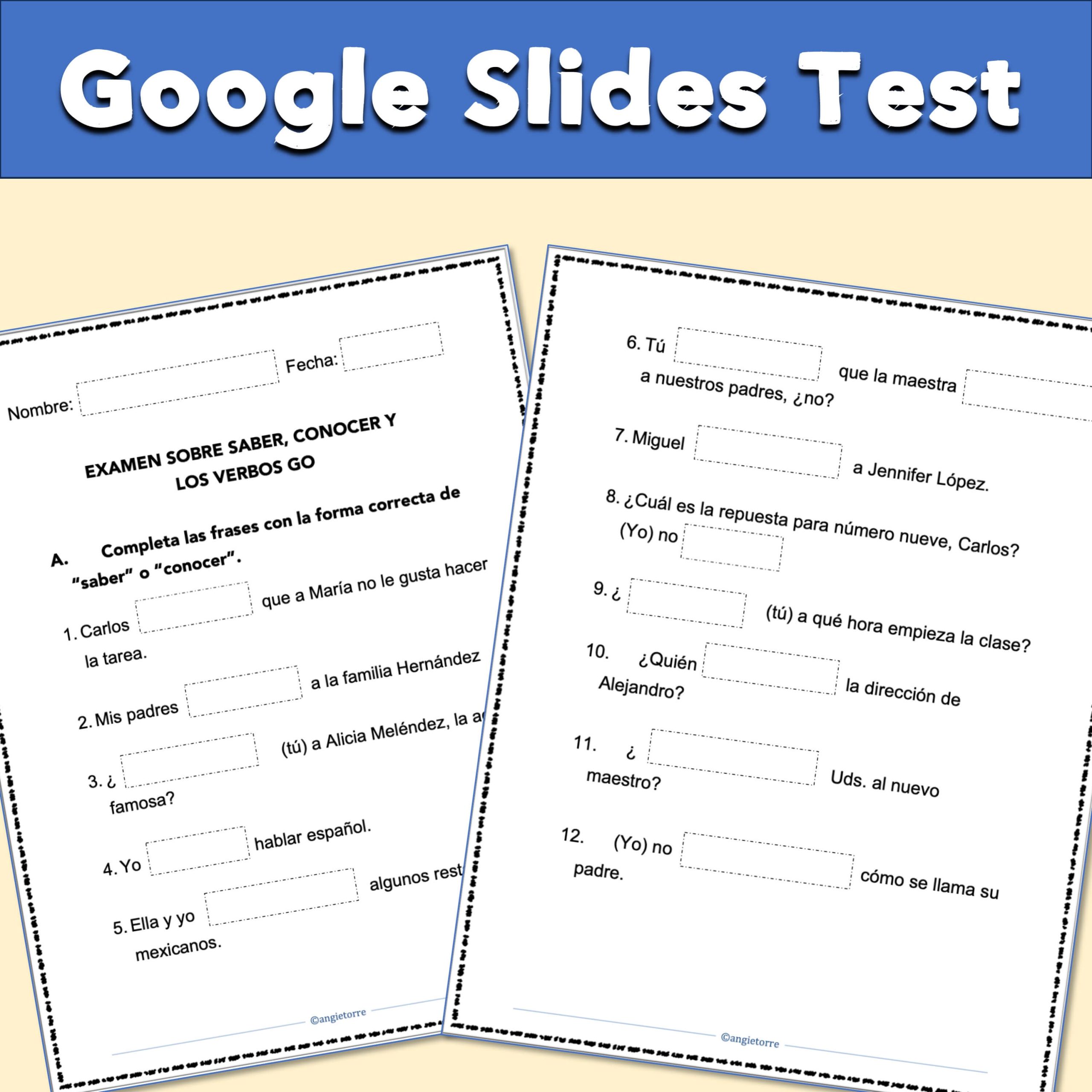 Saber vs Conocer tests: Spanish Google Forms Self-correcting, Google ...