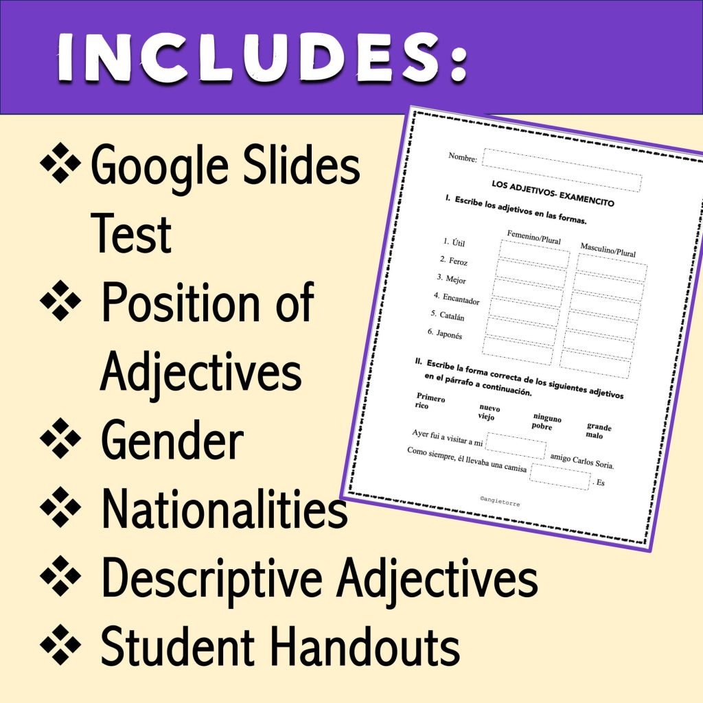 Spanish Adjectives of Nationality Las nacionalidades Tests Print ...