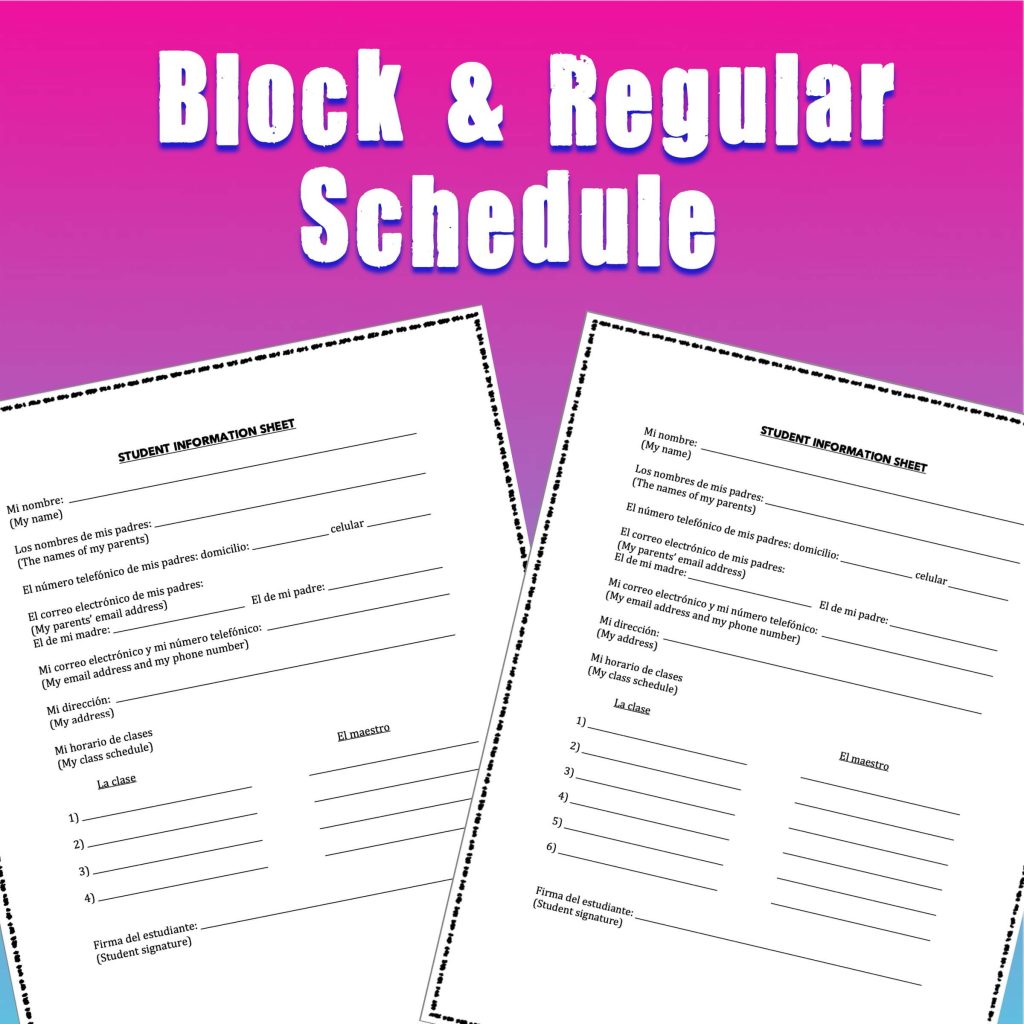 Student Information Sheet English and Spanish Student Survey Editable ...