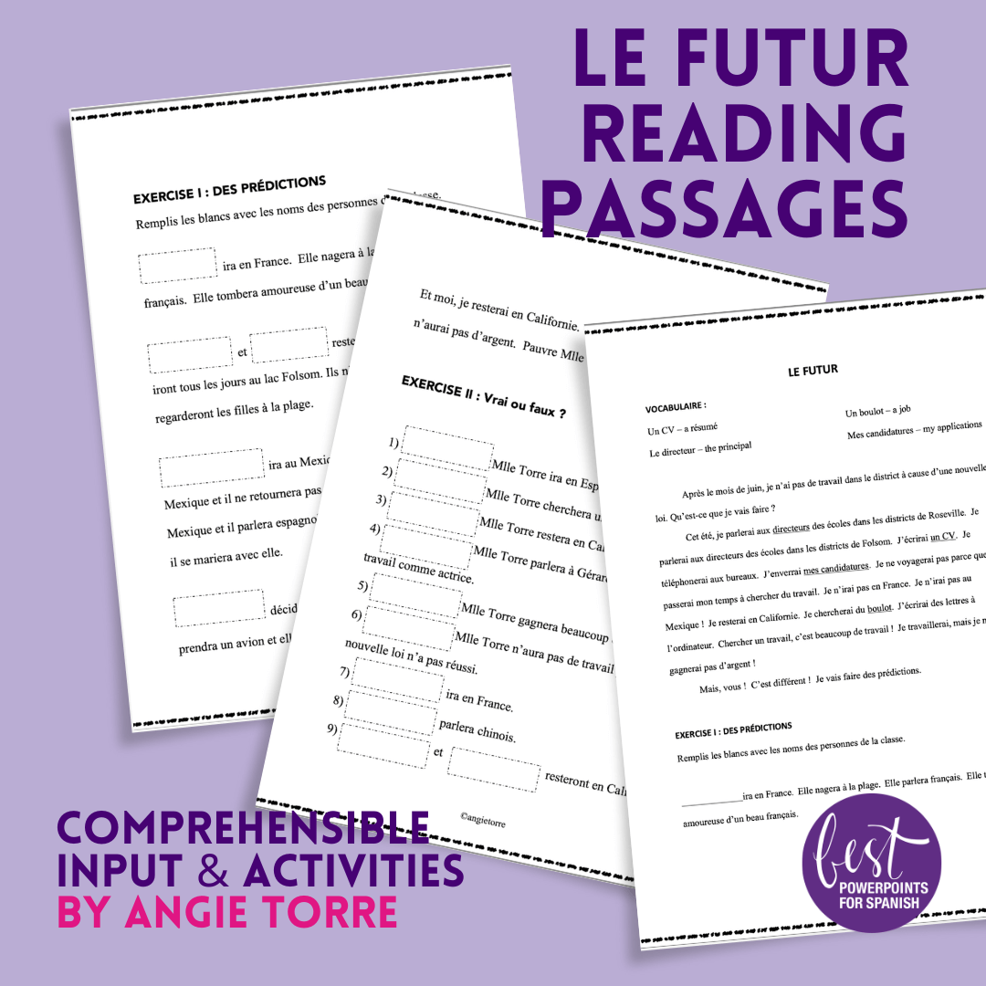 Le futur simple French Future Tense Reading Comprehension Passages ...