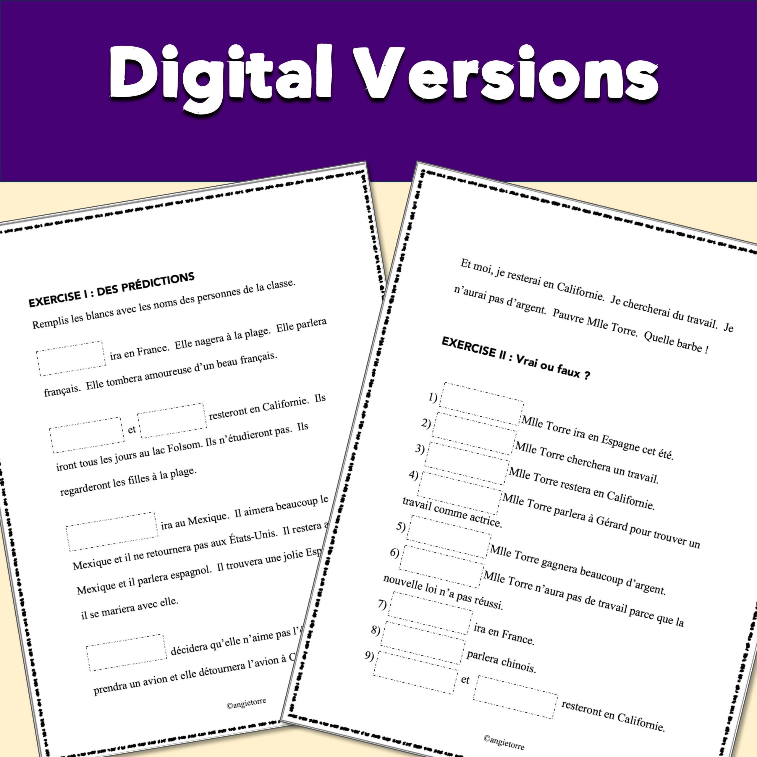 Le futur simple French Future Tense Reading Comprehension Passages ...
